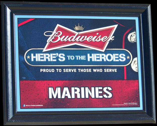 Budweiser Here's to the Heroes U.S. Marines 2012 Military Bar Mirror