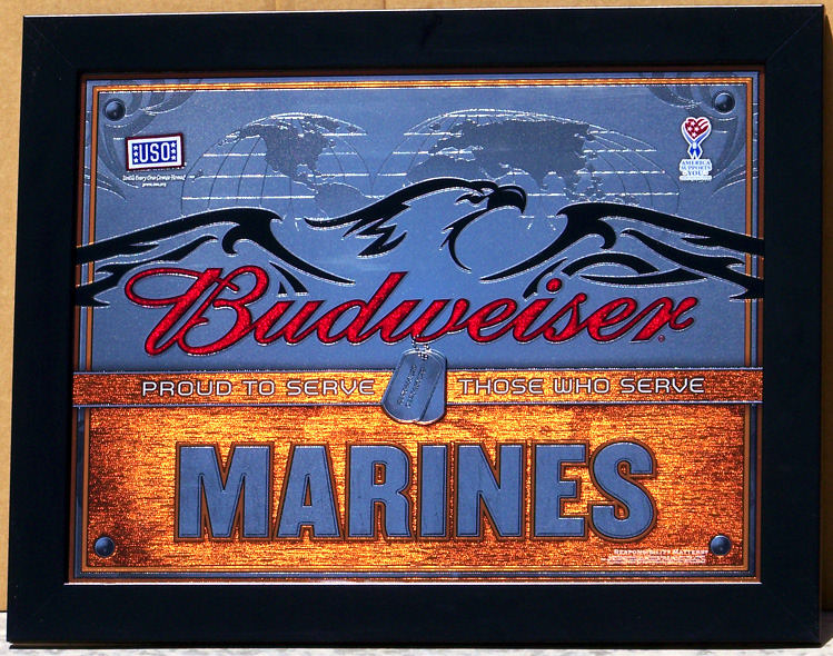 Budweiser Salutes the U.S. Marines 2007 Military Bar Mirror