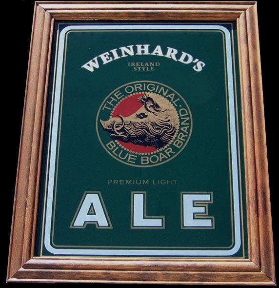 Henry Weinhard's Blue Boar Ale Reflective Glass Plaque