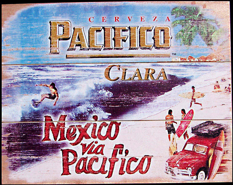 Pacifico Mexican Beer Beach Surfing NEW Wood Sign