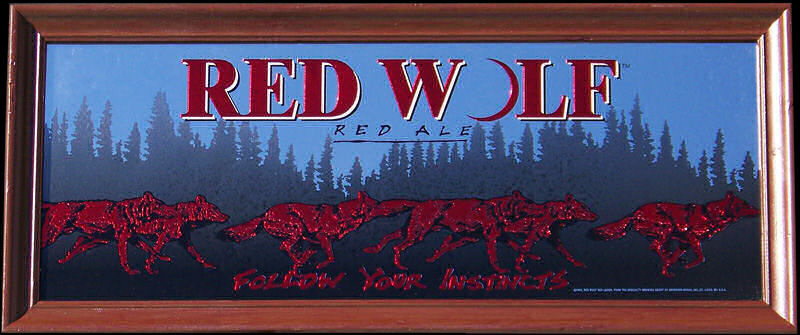 Red Wolf Beer Vintage 1994 Bar Mirror